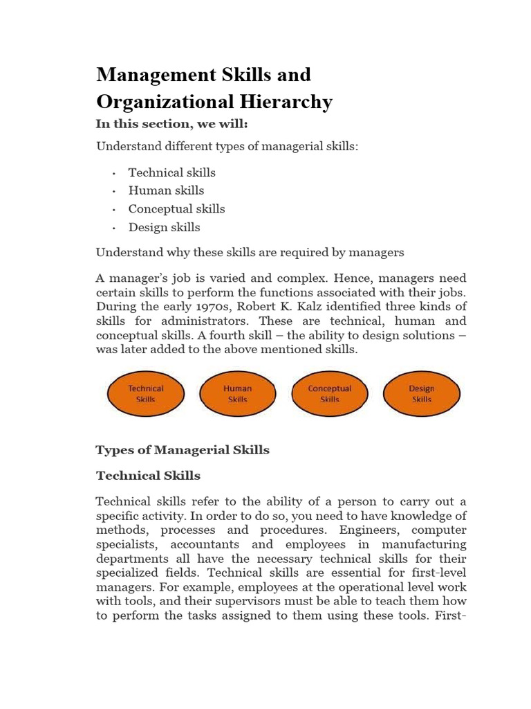6) Management Skills and Organizational Hierarchy | PDF | Skill ...