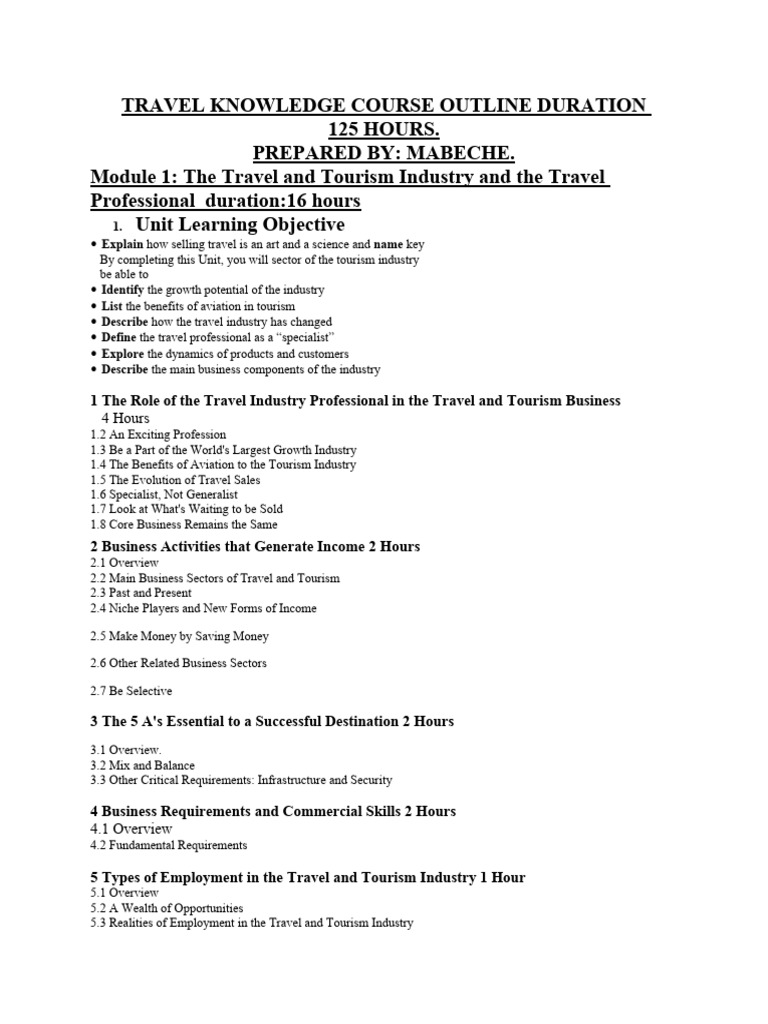 Comprehensive Travel Knowledge Course | PDF | Tourism | Baggage