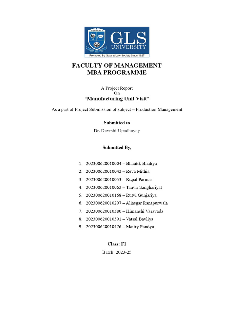 F1 - Production Management Assignment | PDF | Six Sigma | Sheet Metal