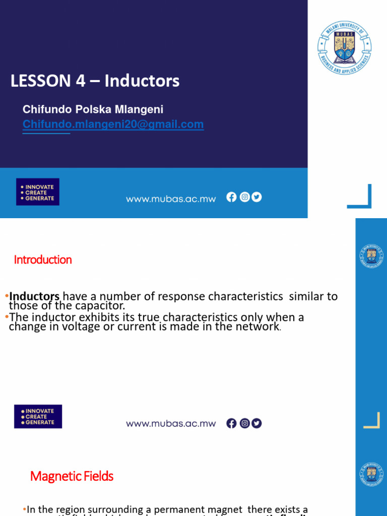 Lesson 4 - Inductors | PDF | Inductance | Inductor