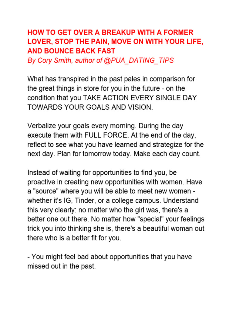 Get Over A Breakup, The Guide | PDF | Thought | Pain