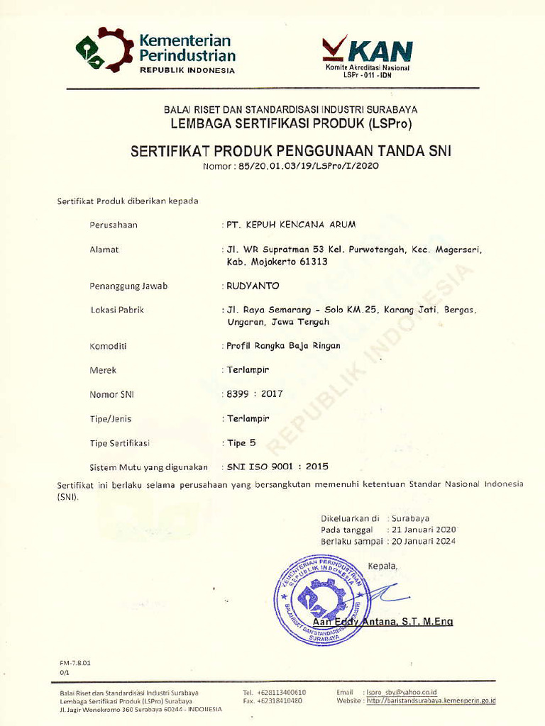 Sni - Kepuh Kencana Arum Pt. | PDF