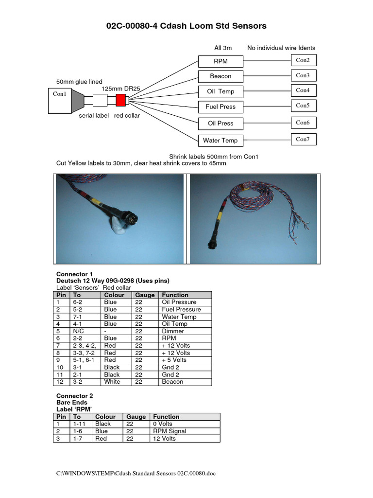 C-Dash Standard Sensor Loom 02C-00080-4 | PDF | Motor Vehicle ...