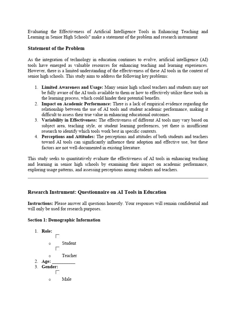 Evaluating The Effectiveness of Artificial Intelligence Tools in Enhancing Teaching and Learning ...
