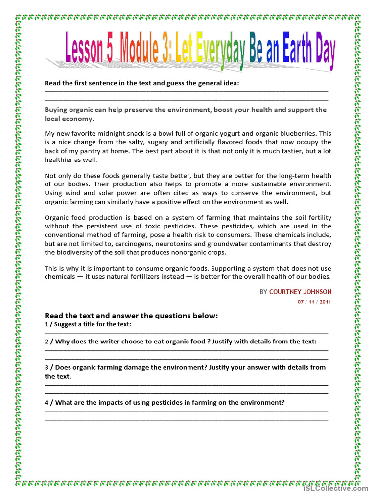 Reading Comprehension | PDF | Organic Foods | Agriculture