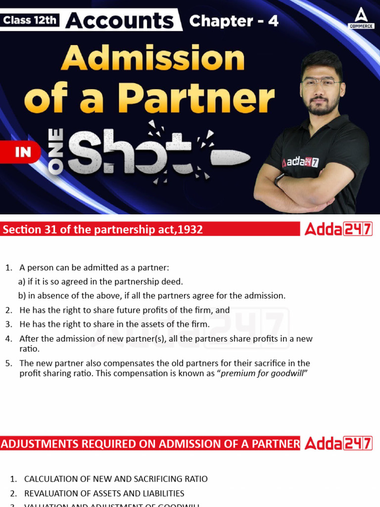 Admission of A Partner One Shot | PDF | Goodwill (Accounting) | Balance ...