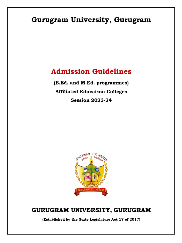 Gurugram University B.Ed. M.Ed. Admissions 2023 | PDF | Academic Degree ...