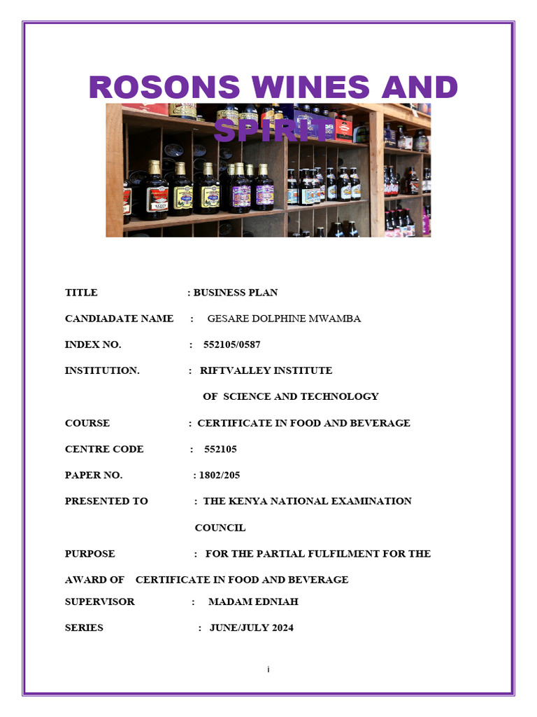 Student's Wine & Spirits Plan | PDF | Employment | Pricing