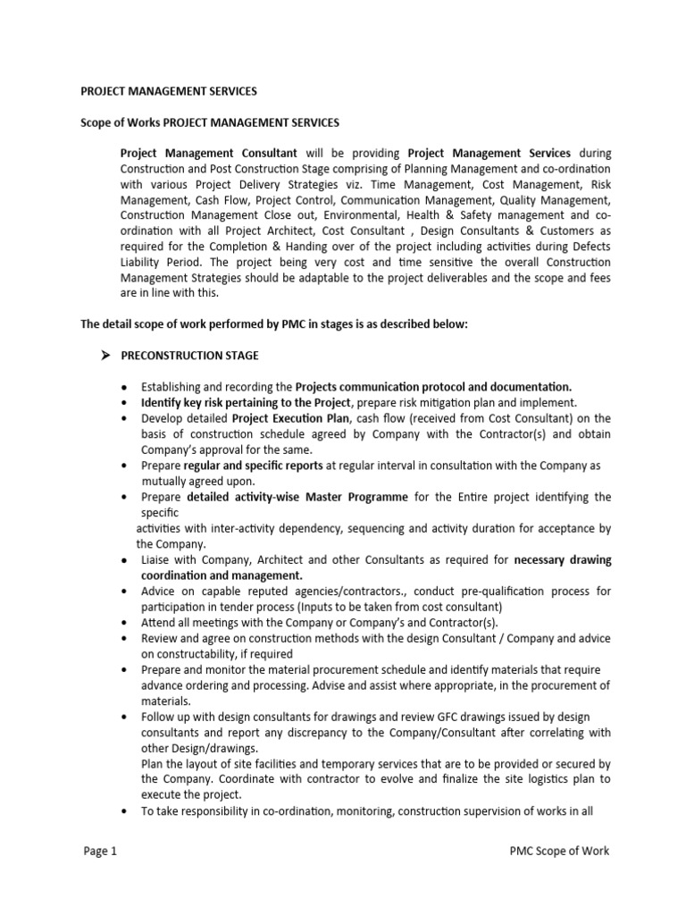 PMC Scope (1) (2) | PDF | Project Management | General Contractor