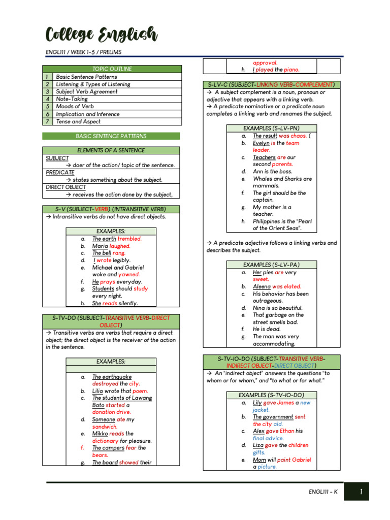 College English Essentials | PDF | Verb | Grammatical Number