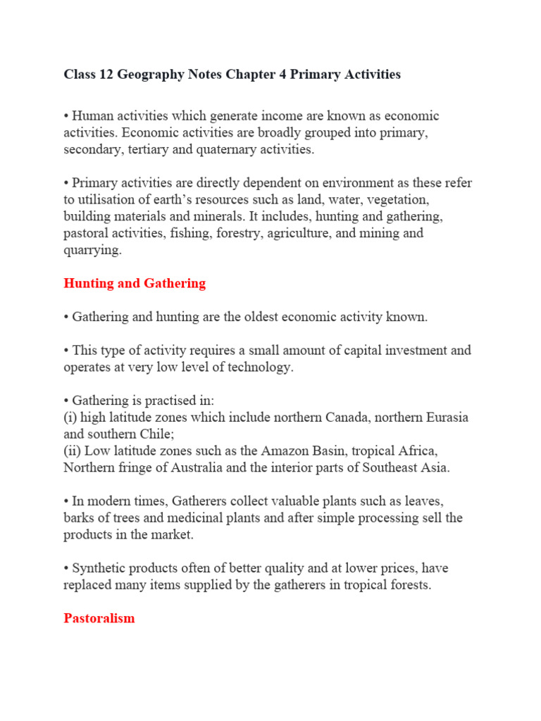 Class 12 Geography Notes (Primitive Socity) | PDF | Agriculture | Mining