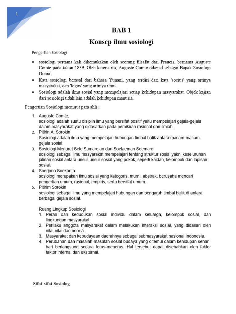 Mteri Sosiologi Kelas X 2024 | PDF | Sains & Matematika