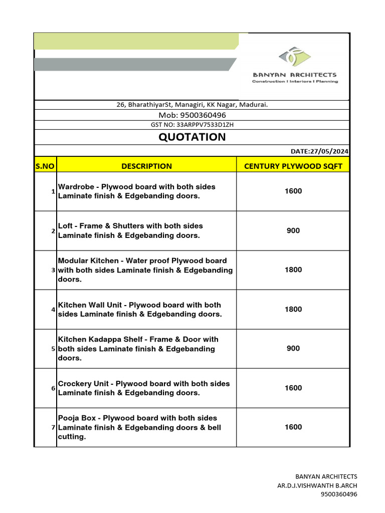 General Quotation Century | PDF | Plywood