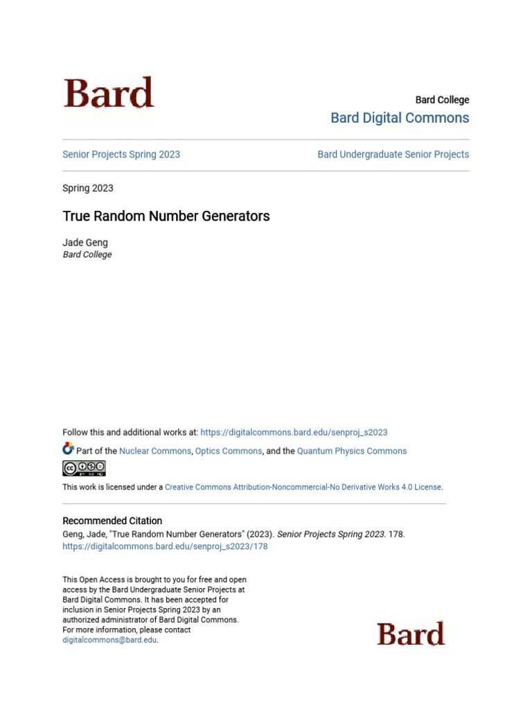 True Random Number Generators | PDF | Radioactive Decay | Gamma Ray