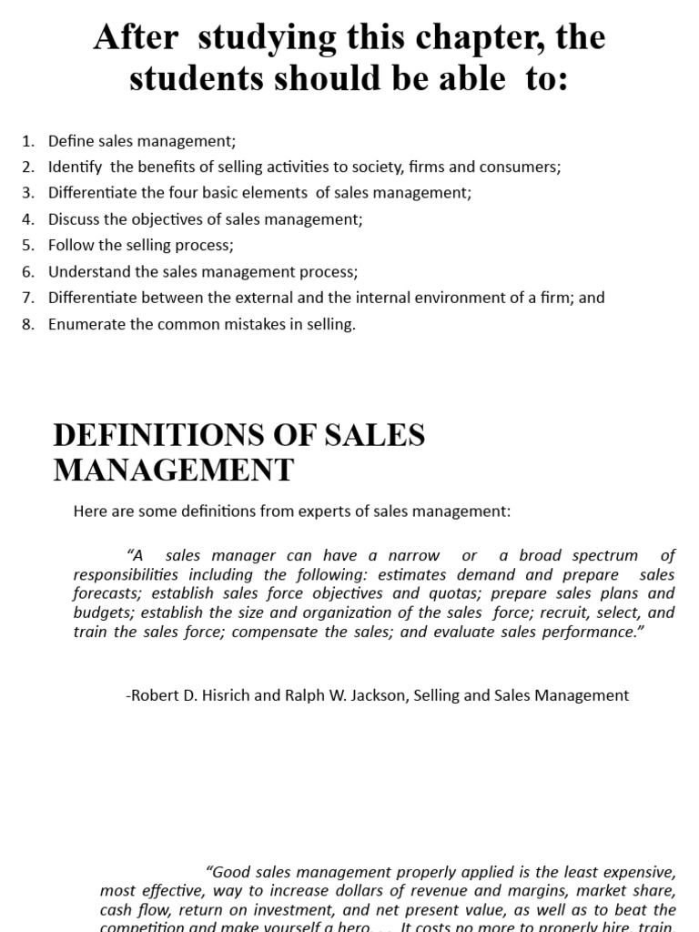 Sales Management Presentation | PDF