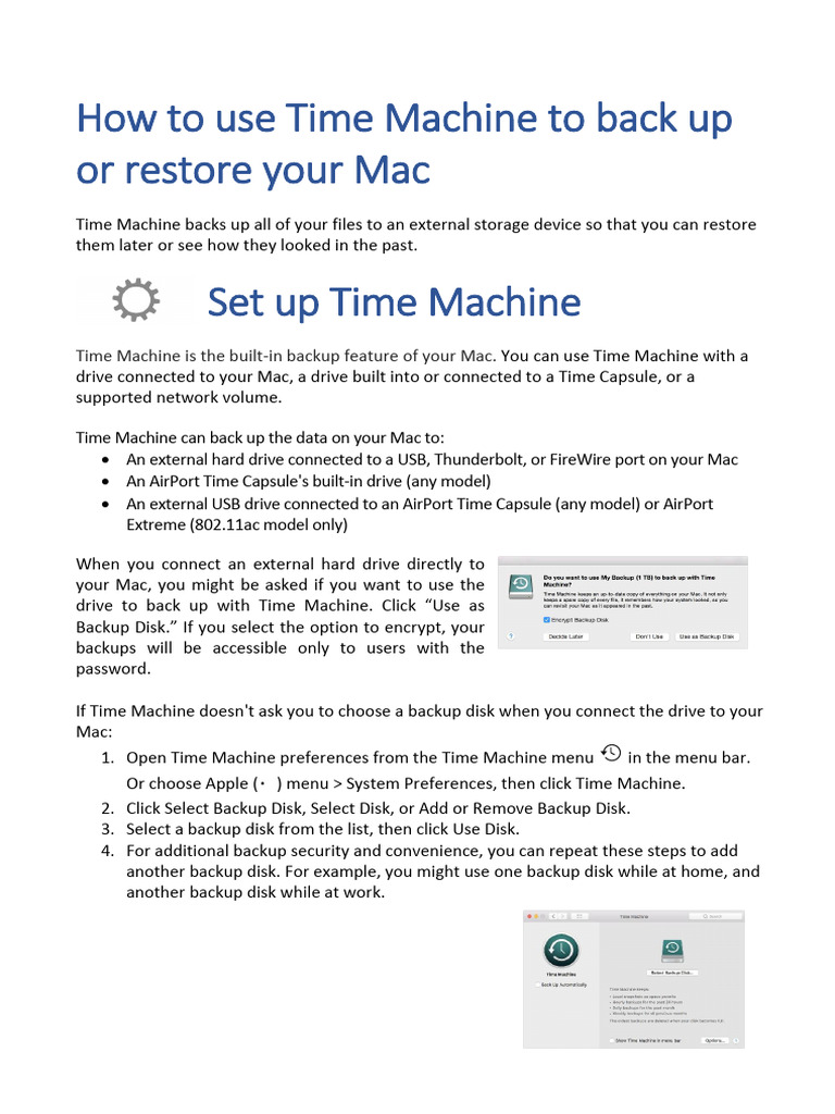 Backup and Restore Mac with Time Machine | PDF | Backup | Operating ...