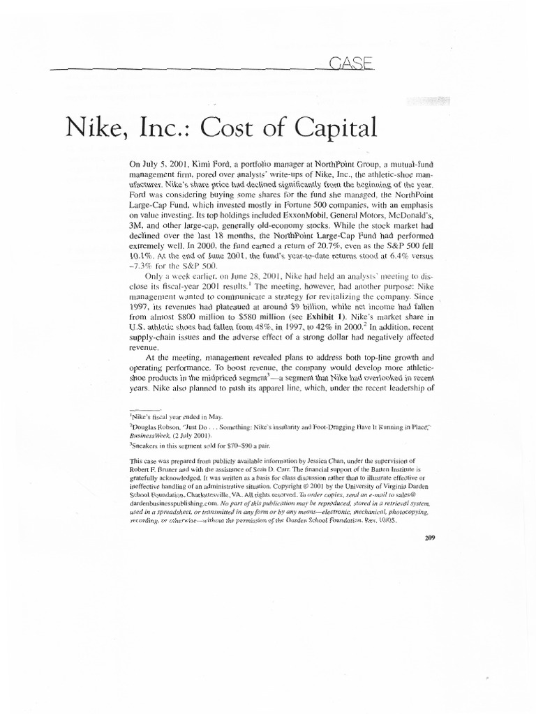 Case #4 - Nike Inc Cost of Capital | PDF