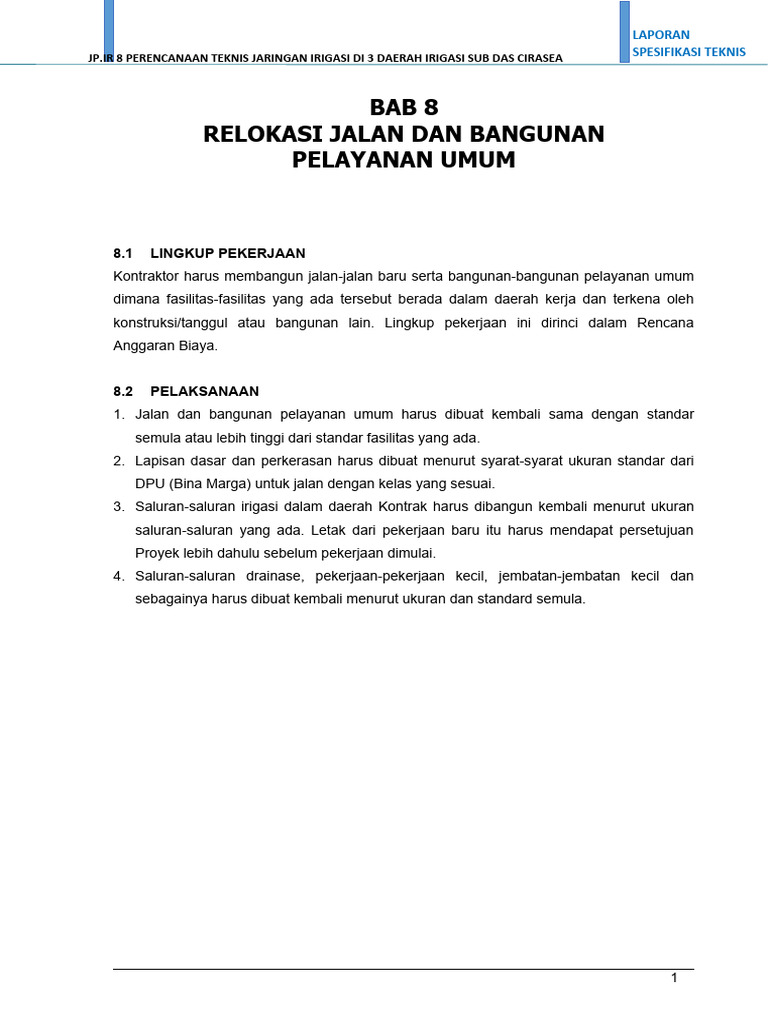 Spektek Bab 8 Relokasi Jalan Dan Bangunan-Bangunan Lain | PDF | Teknologi & Rekayasa
