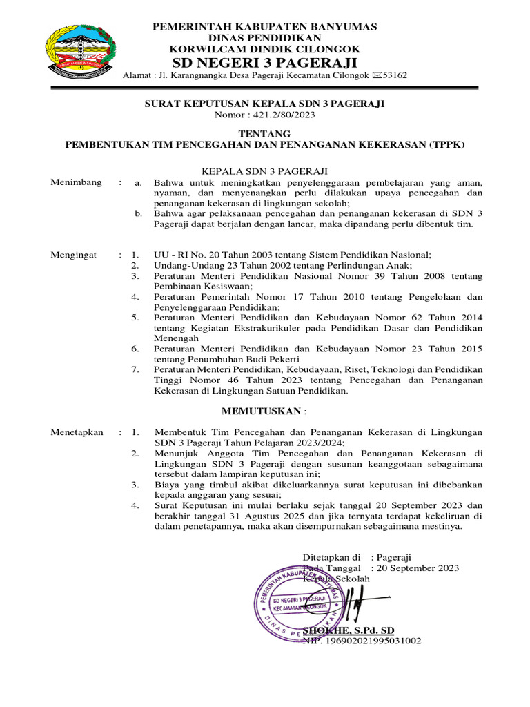 SK TPPK - SDN 3 Pageraji | PDF