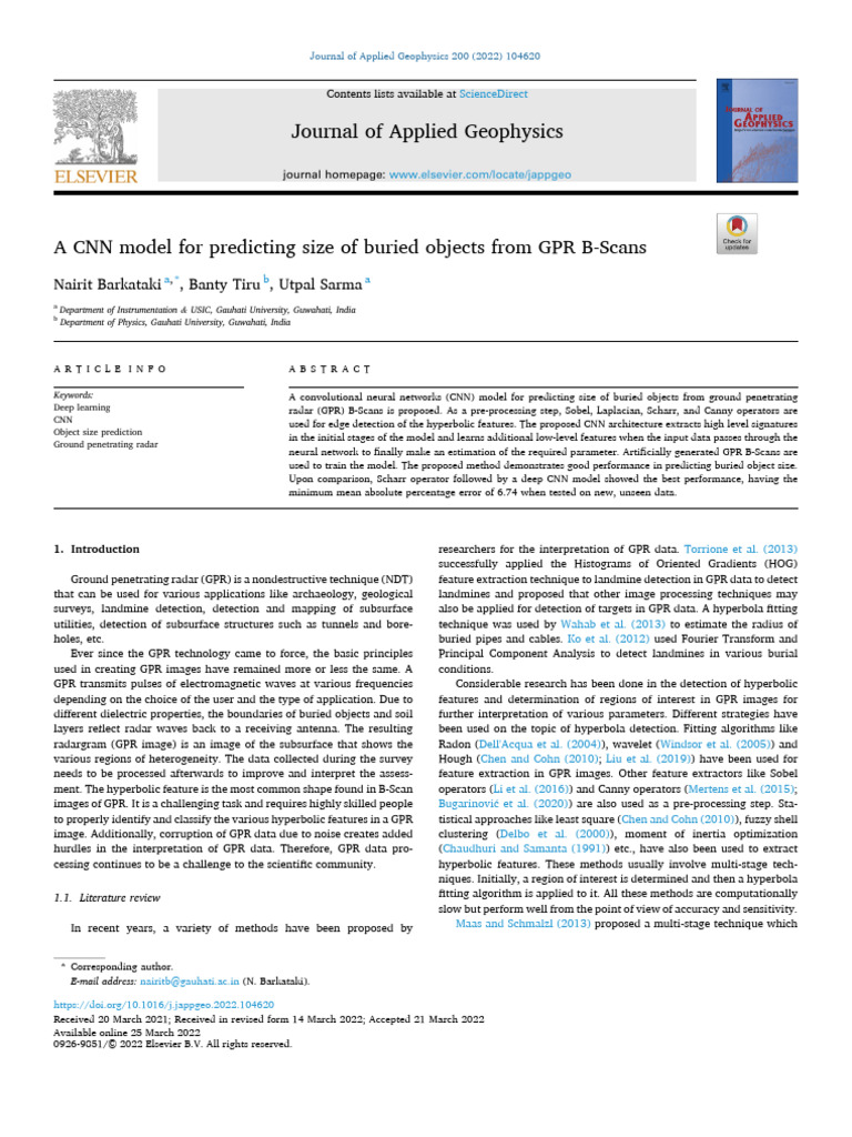 2022 - A CNN Model For Predicting Size of Buried Objects From GPR B ...