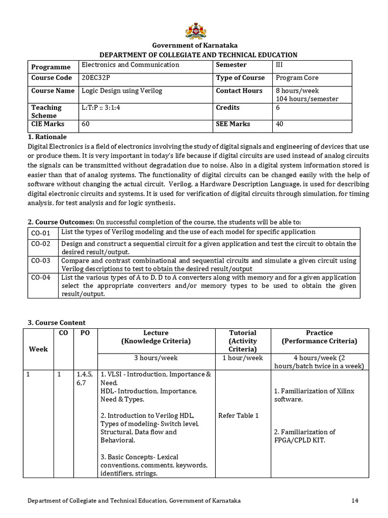 Verilog Logic Design Course Overview | PDF | Digital Electronics ...