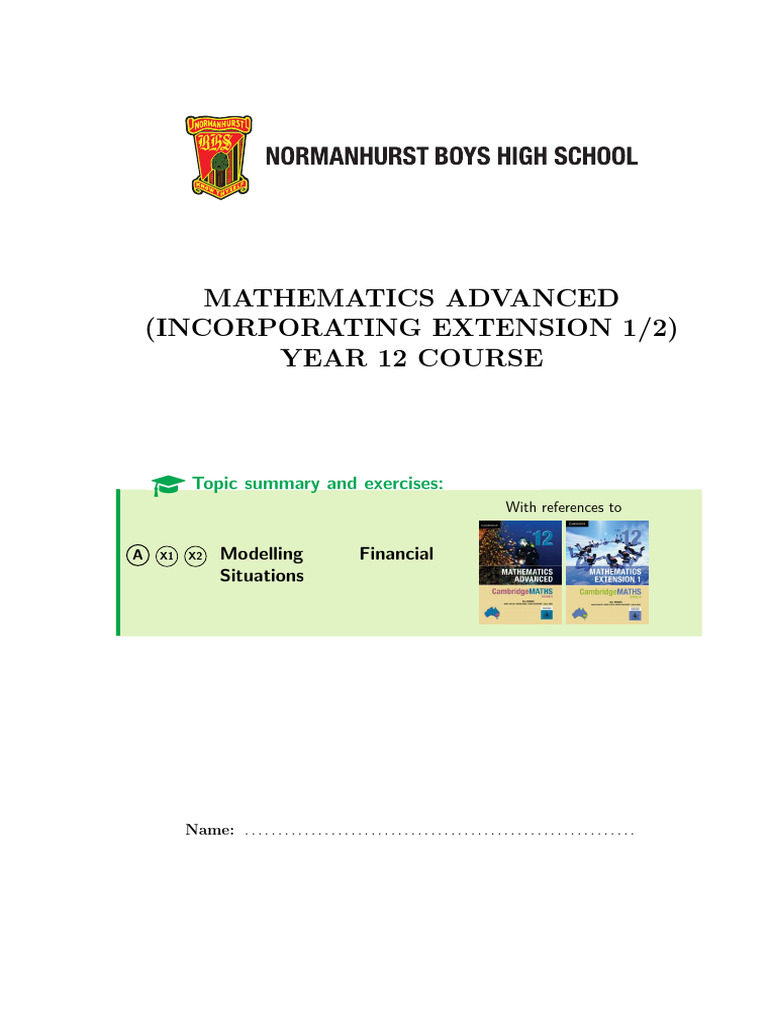 Year 12 Advanced Financial Mathematics | PDF | Logarithm | Mathematics