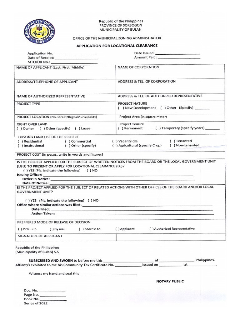 Zoning Locational Clearance - Bulan Sorsogon | PDF