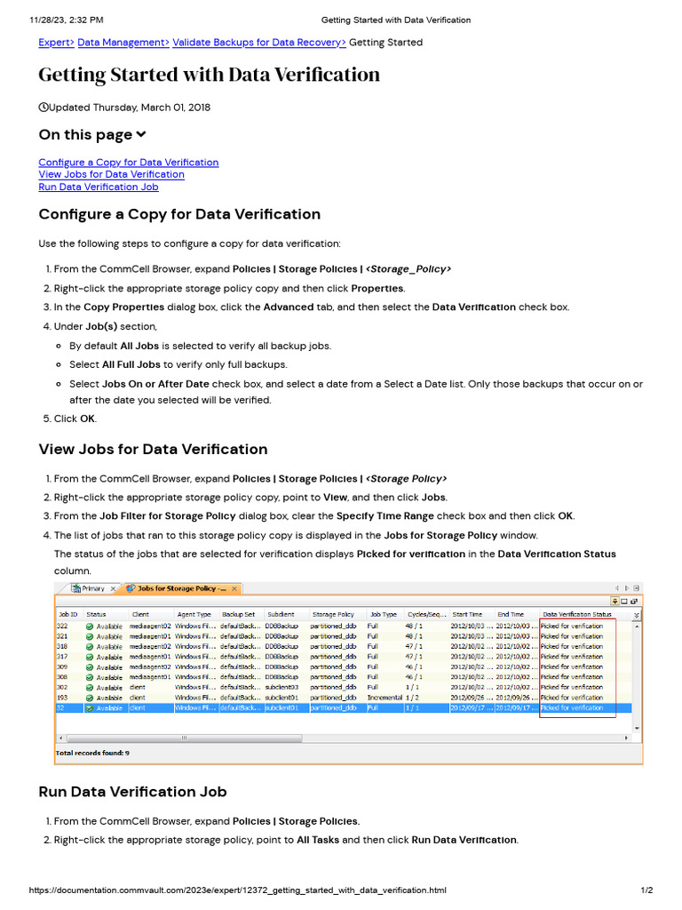 Data Verification Setup Guide | PDF | Backup | Operating System Families