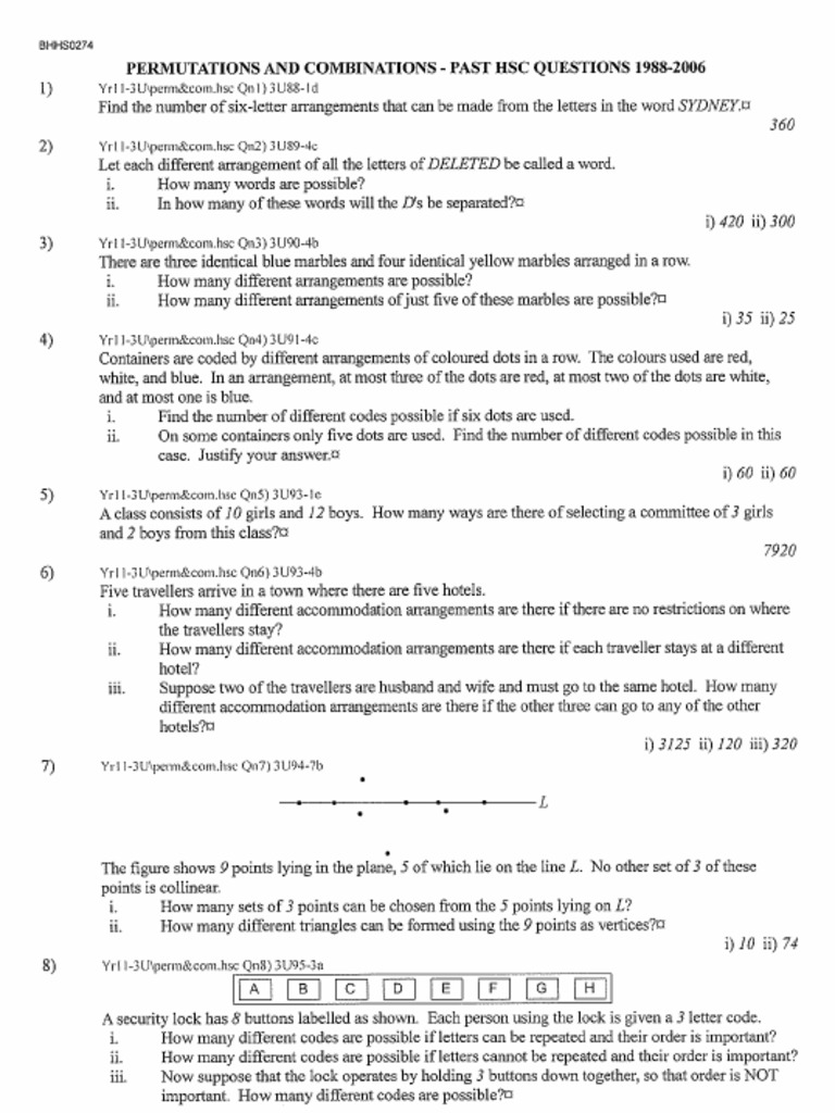 Perms and Combs Revision | PDF
