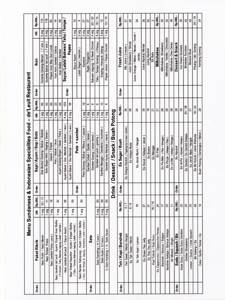 Menu Ala Carte DL 2022 | PDF