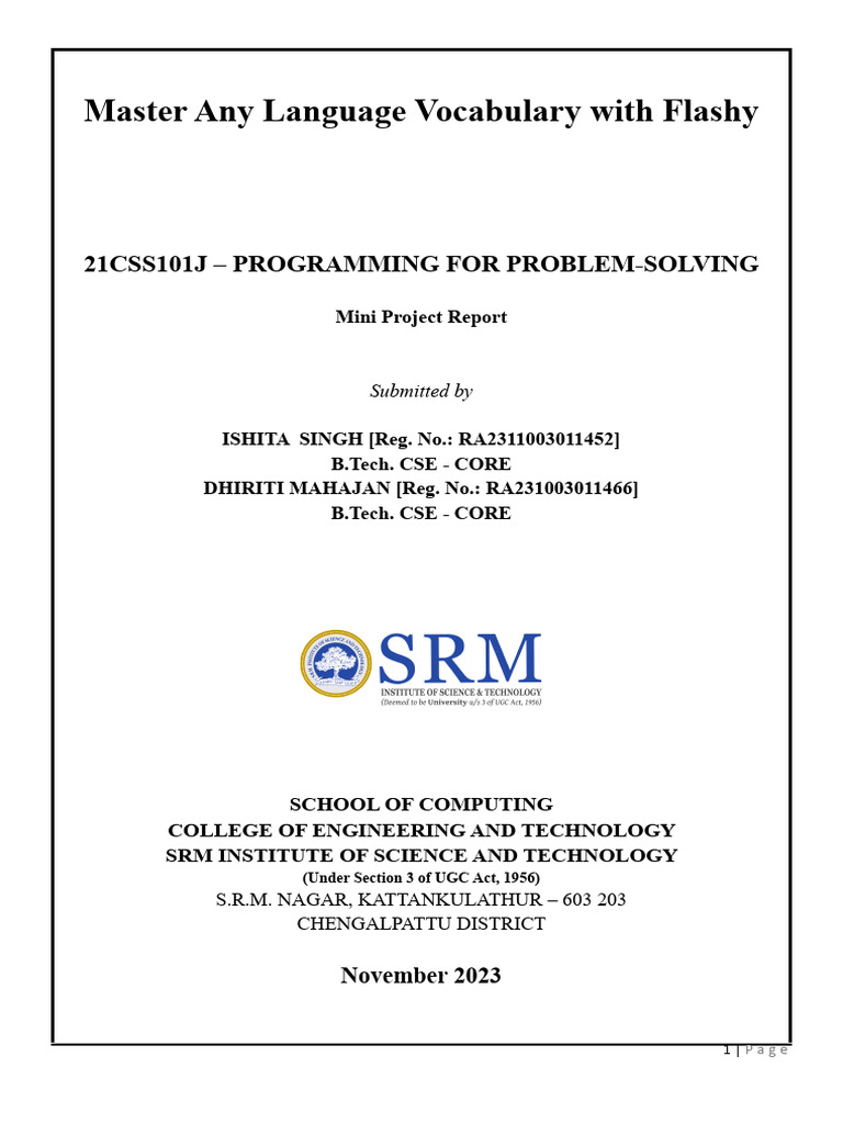 Flashy PPS Project Report | PDF | Flashcard | Graphical User Interfaces