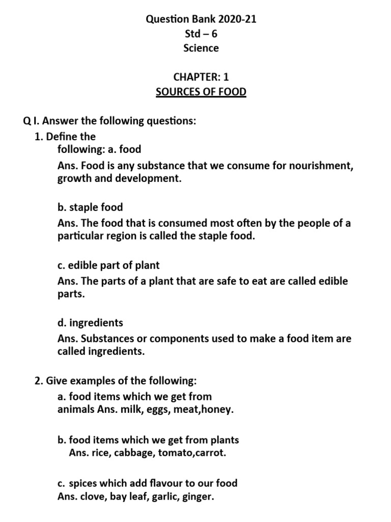 STD 6 General Science Question Bank | PDF | Leaf | Textiles