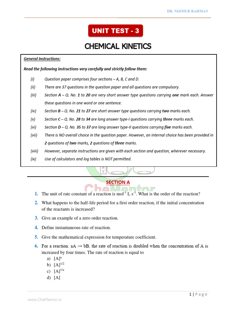 Chemical Kinetics_OT-3 | PDF | Reaction Rate | Reaction Rate Constant