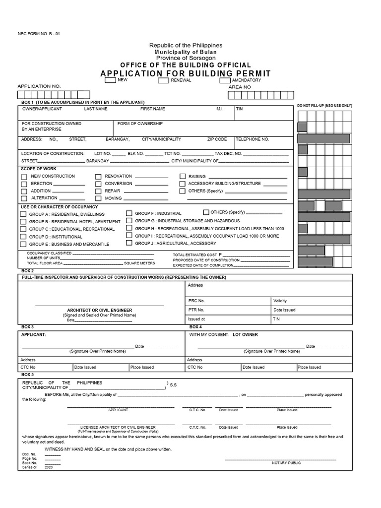 Sorsogon Building Permit Application Form | PDF