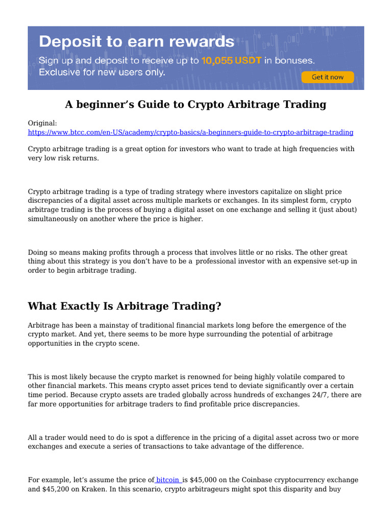 Beginner's Guide to Crypto Arbitrage | PDF | Arbitrage | Cryptocurrency