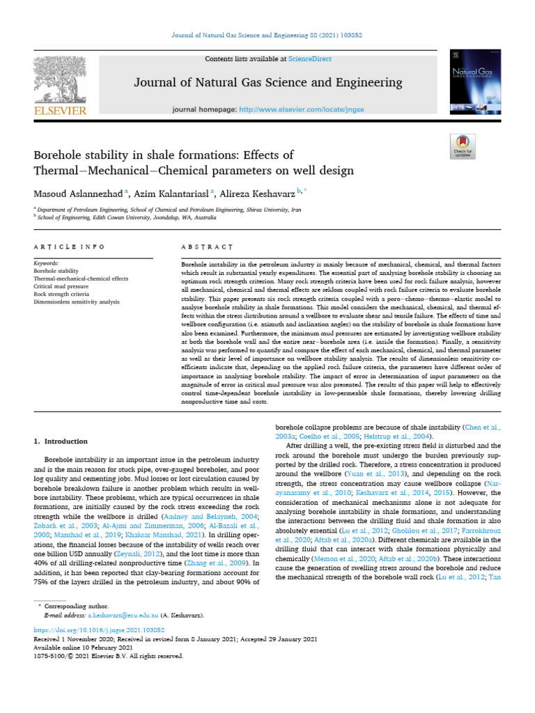 Borehole Stability in Shale Formations: Effects of Thermal Mechanical ...