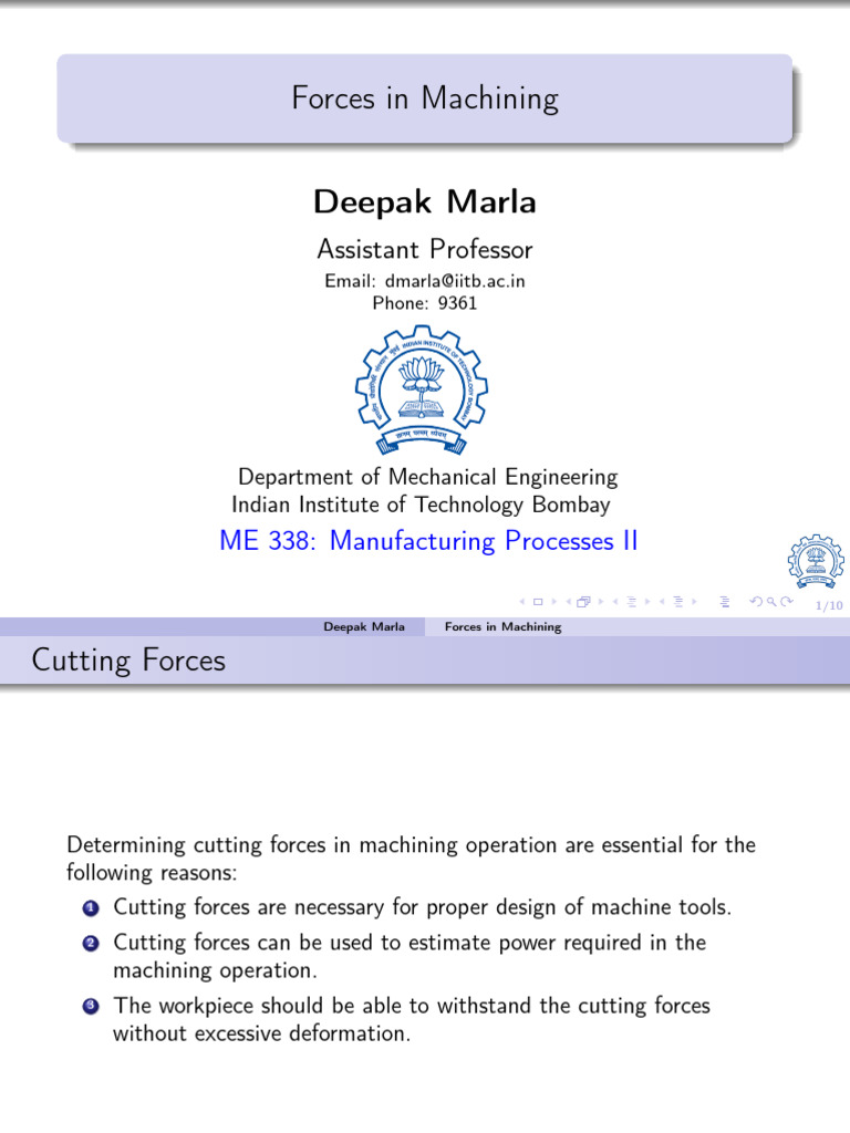 3-Forces in Machining | PDF | Machining | Mechanical Engineering