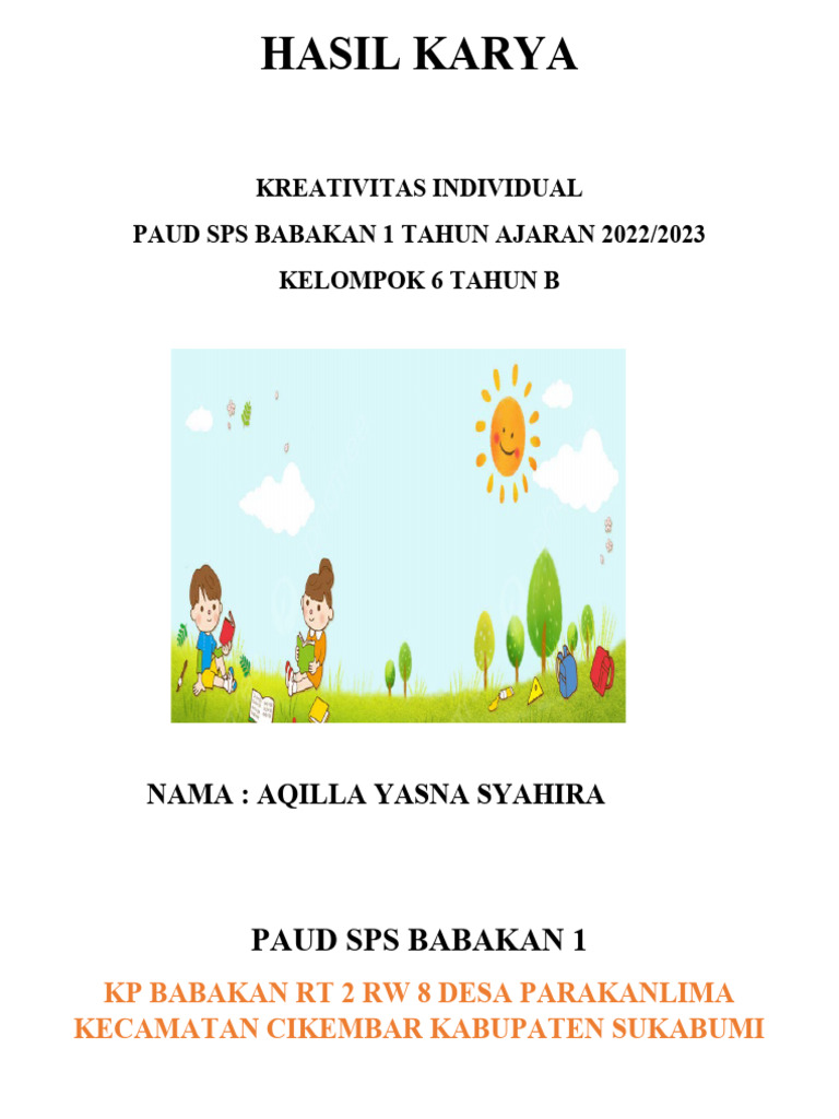 Cover Hasil Karya Paud | PDF