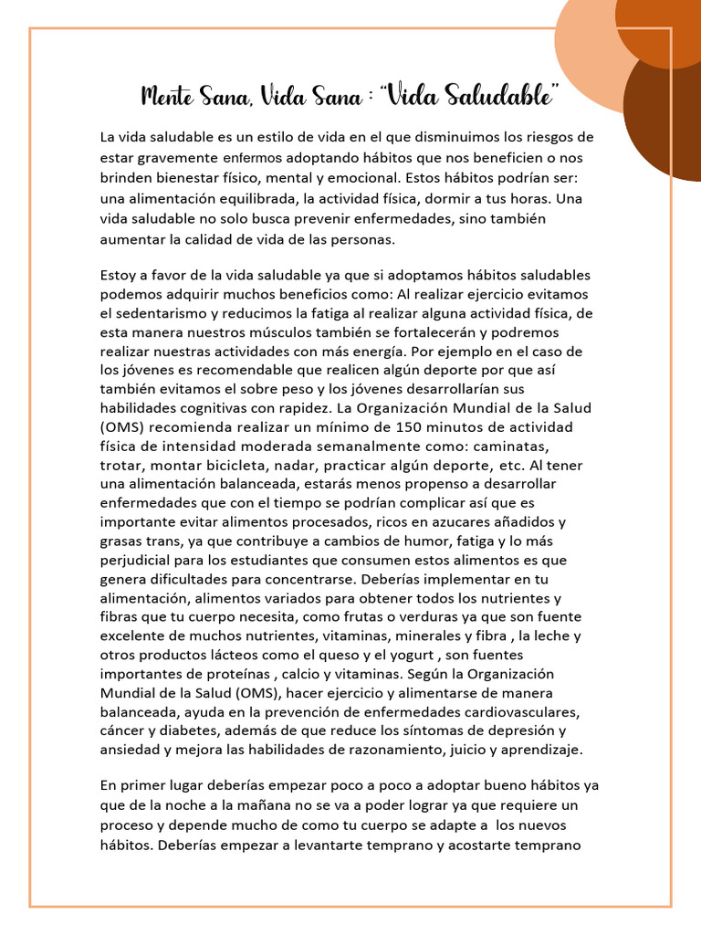 La Vida Saludable | PDF | Alimentos