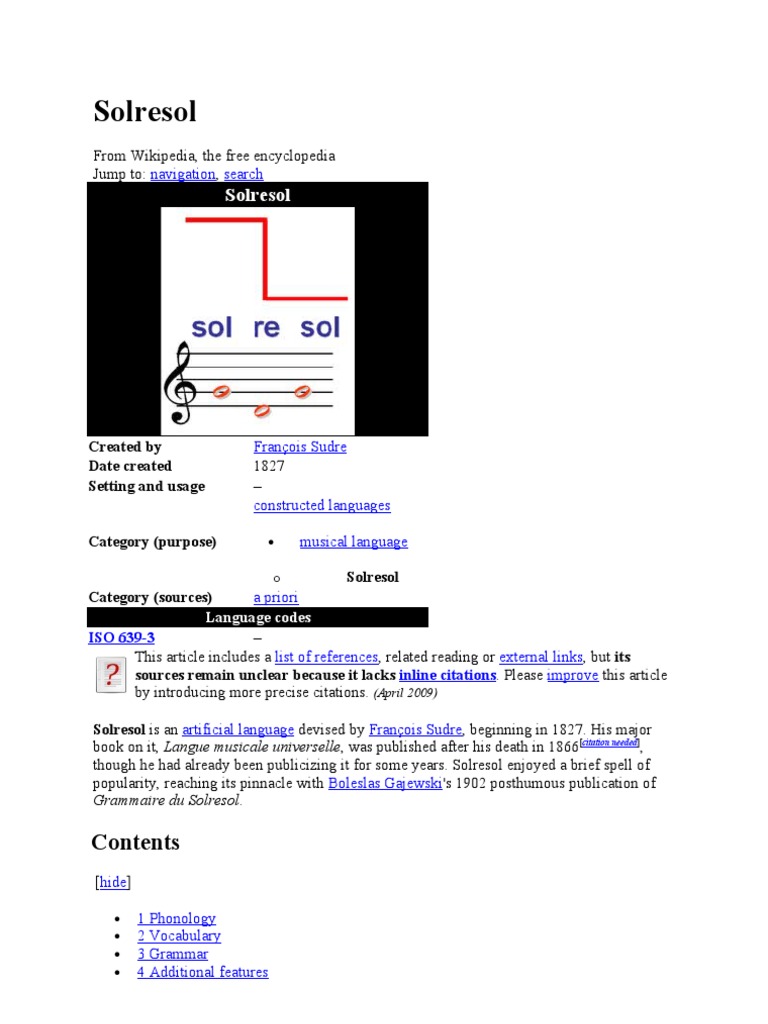 Solresol: The Musical Language | PDF | Human Communication | Morphology