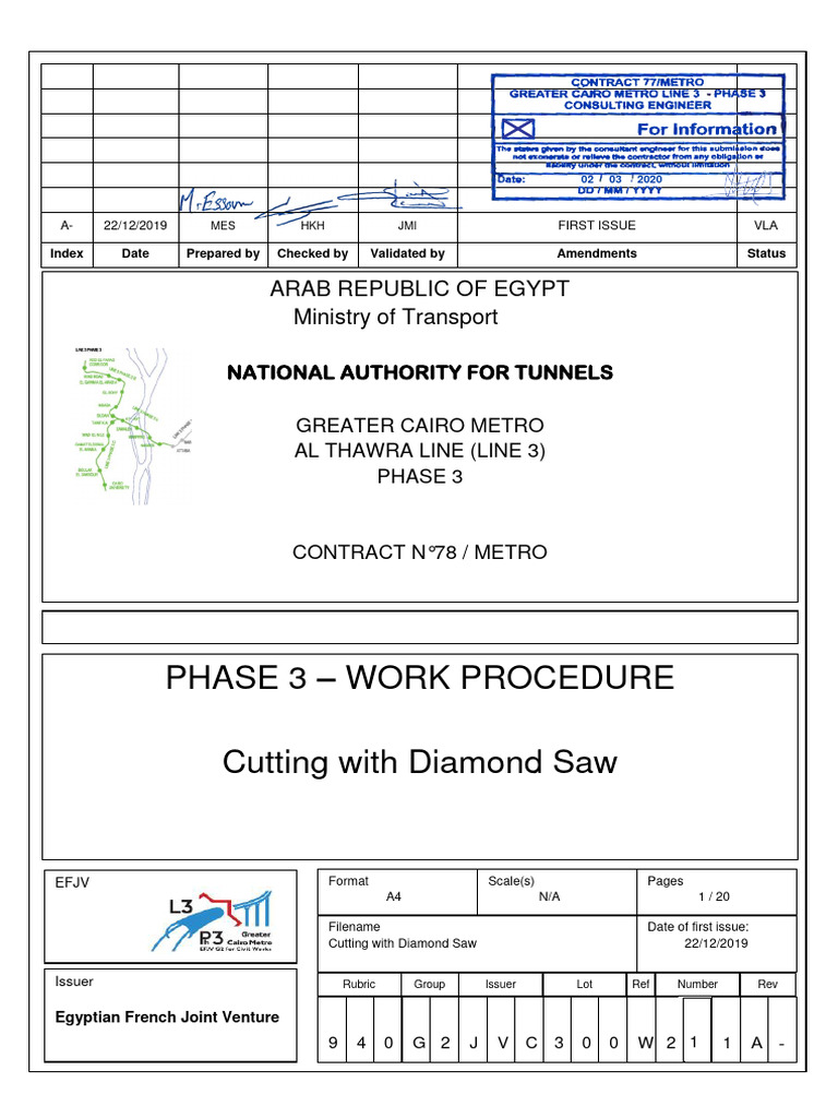 940-G2-Jvc-300-W-211-A - Phase 3 - Work Procedure - Cutting With Diamond Saw | PDF | Personal ...
