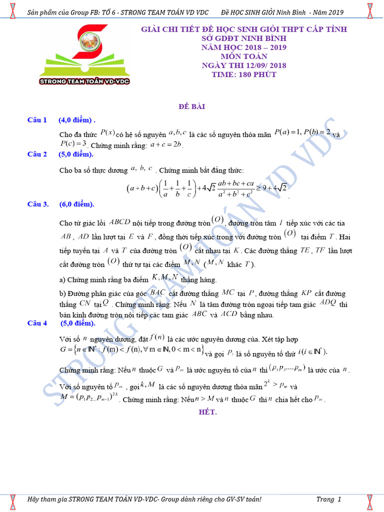 T 6 d2 Giai Chi Tiet de HSG Ninh Binh 2019 De2 2 | PDF