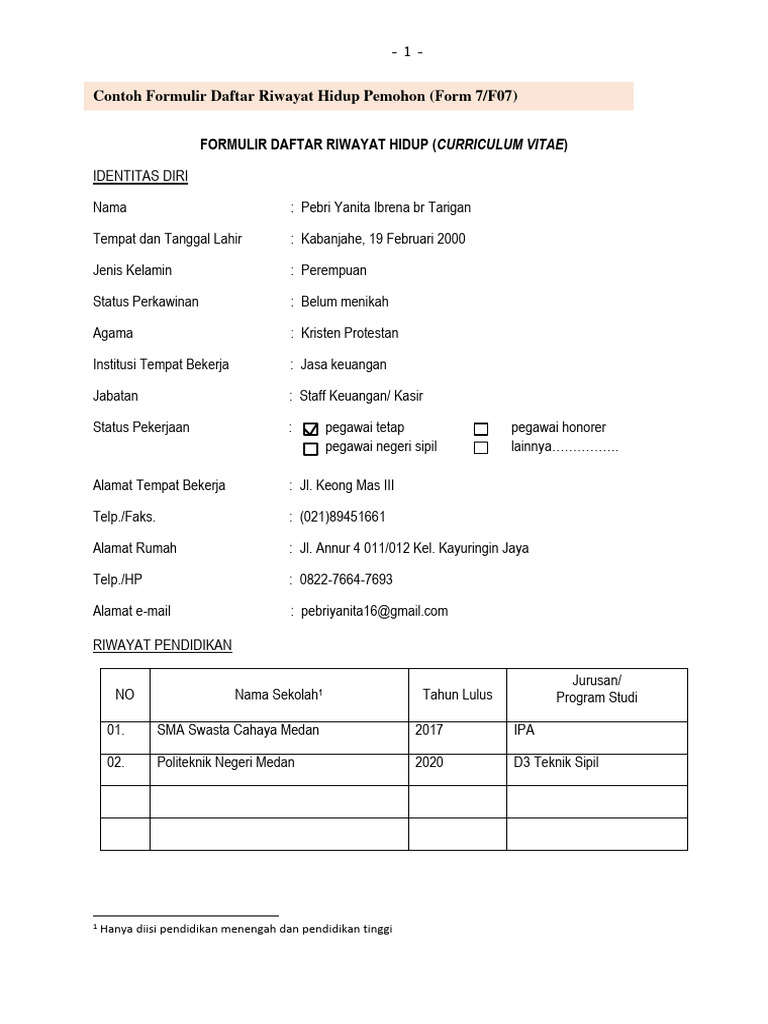 Formulir_Daftar_Riwayat_Hidup_Pemohon_ | PDF Formulir_Daftar_Riwayat_Hidup_Pemohon_ | PDF