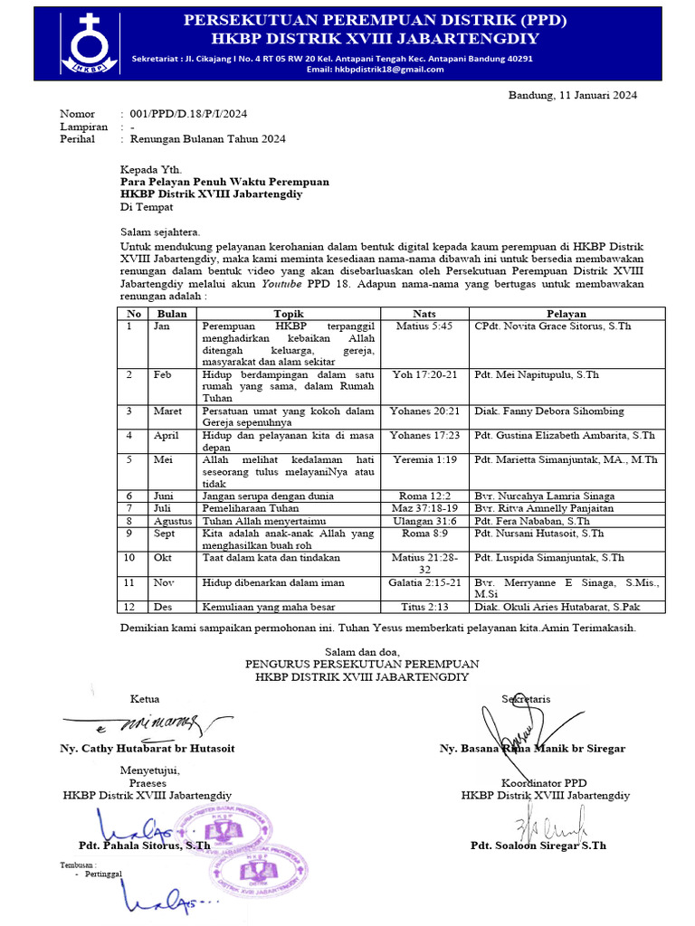 001 - Renungan Bulanan Tahun 2024 PPD | PDF