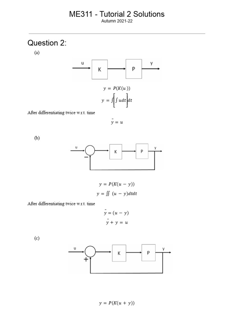 Tutorial2 Solutions | PDF | Applied Mathematics | Electrical Engineering