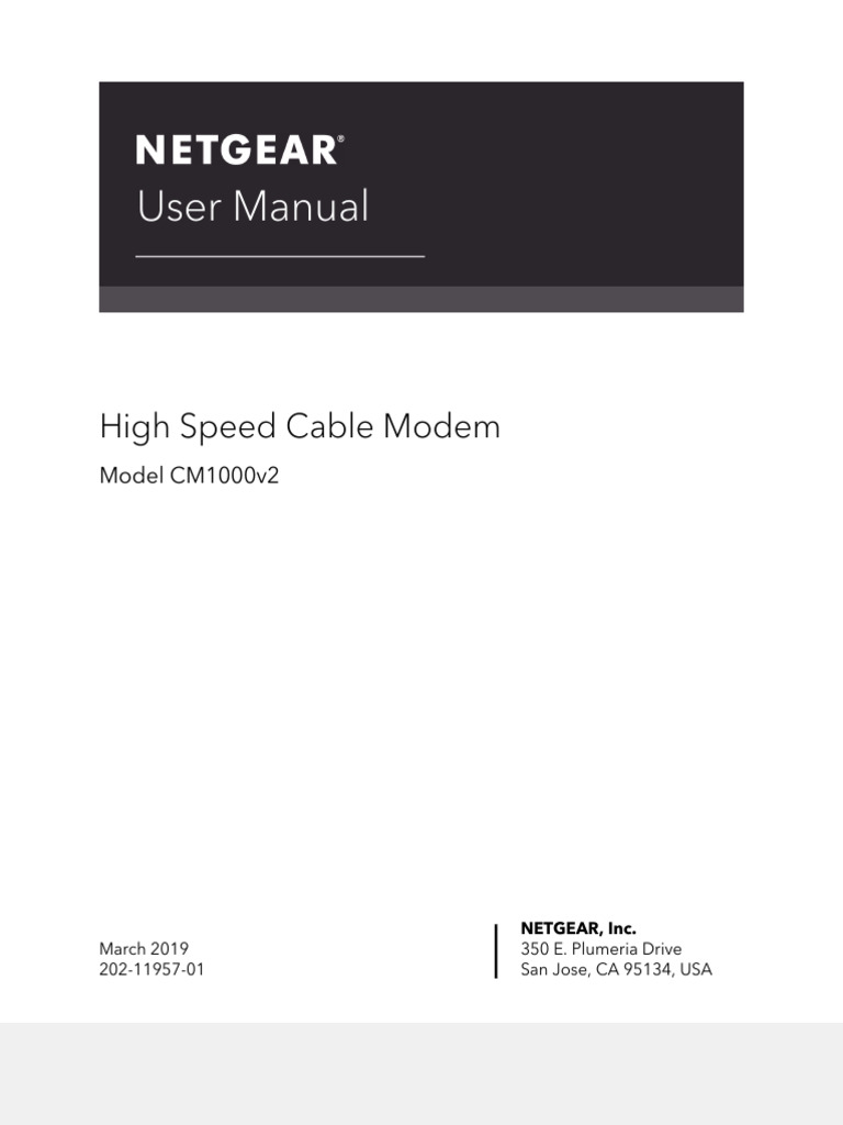 Netgear Cm1000v2 User - Manual Um - en | PDF | Modem | Password