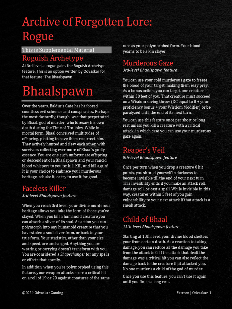 AoFL-Bhaalspawn Rogue | PDF | Forgotten Realms