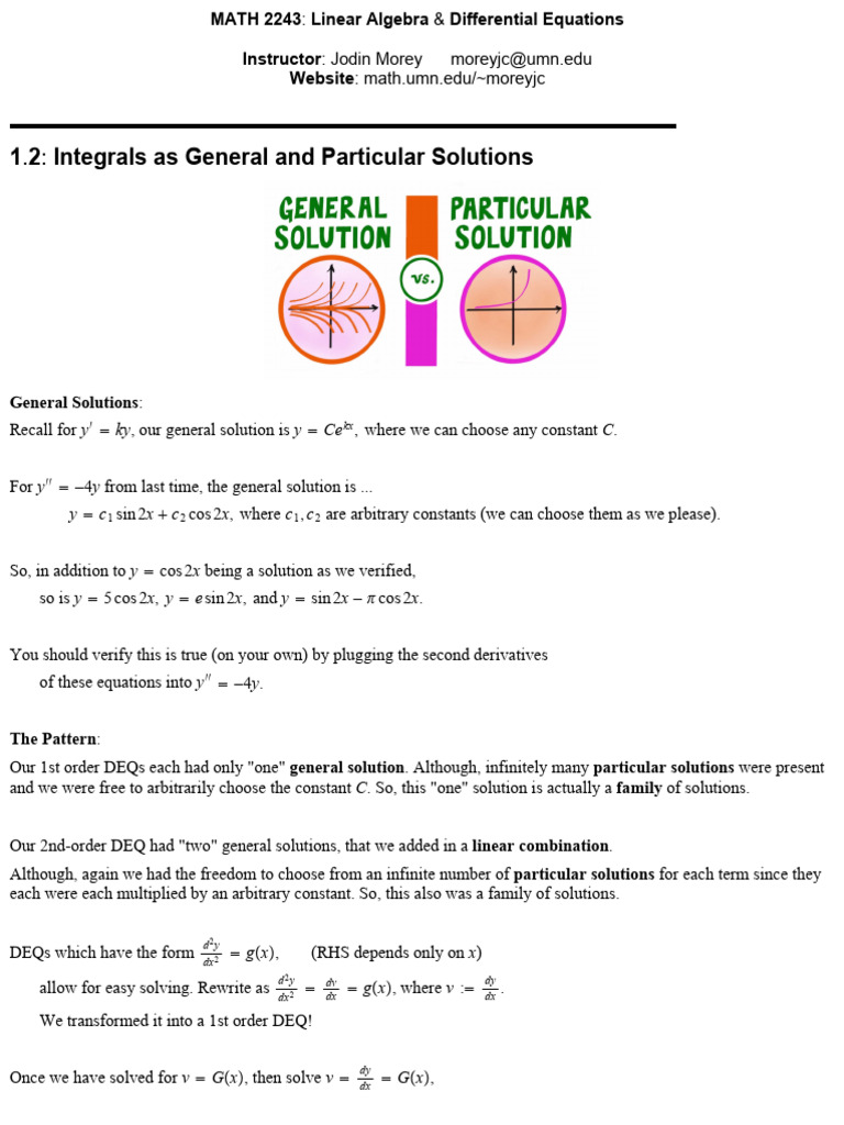 1 2 Integrals As General and Particular Solutions | PDF | Ordinary ...