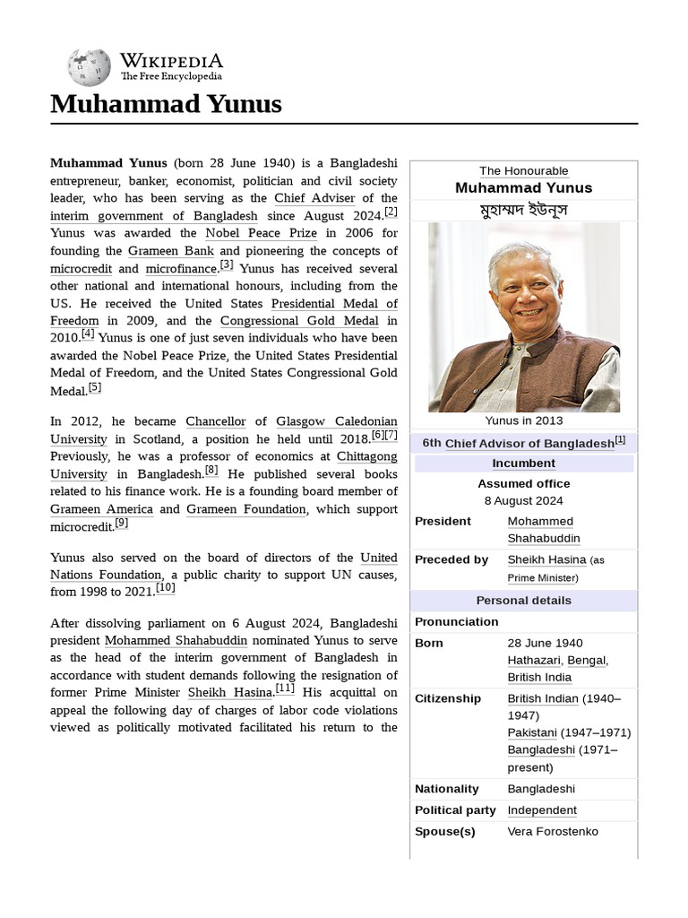 Muhammad Yunus | PDF | Grameen Bank | Microcredit