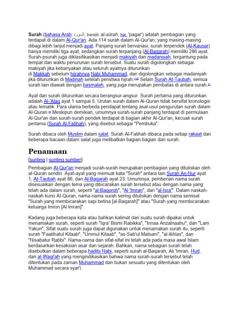 Struktur dan Penamaan Surah Al-Qur'an | PDF